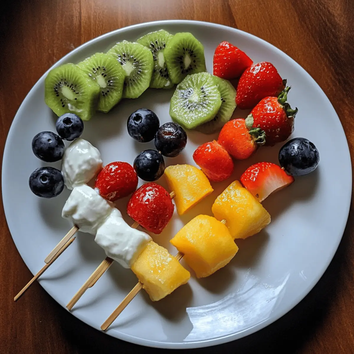 Easy Guilt-Free Juicy Fruit Skewers with Yogurt Dip