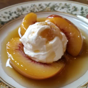 Easy Delicious Poached Peaches with Honey and Mascarpone recipe
