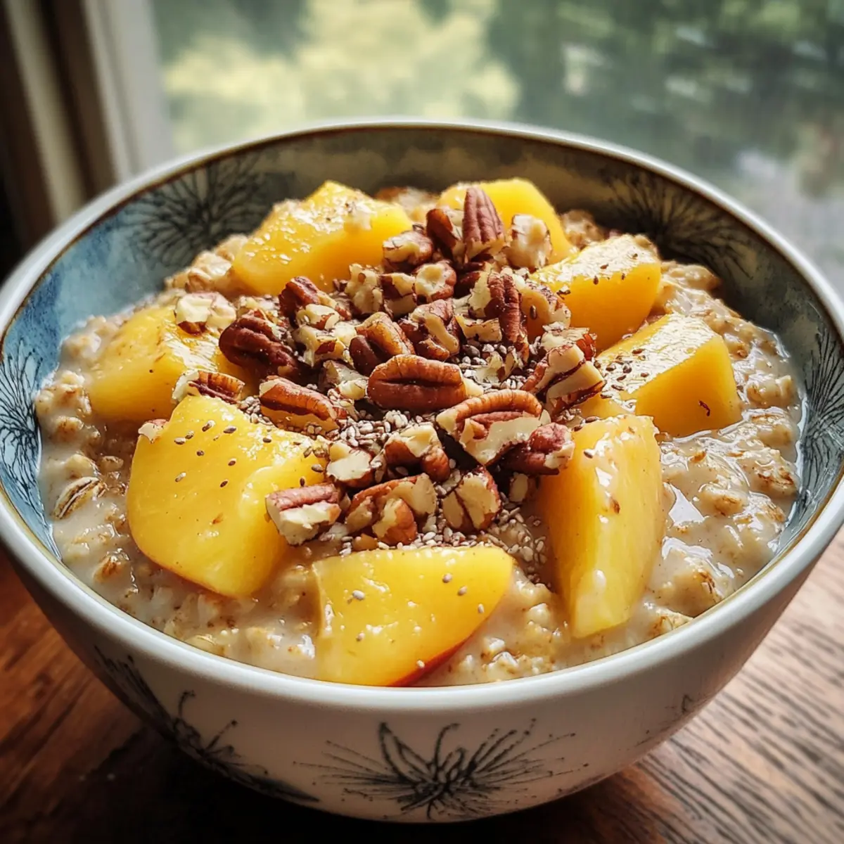 Easy Oatmeal with Pecans and Peaches recipe for Creamy Comfort