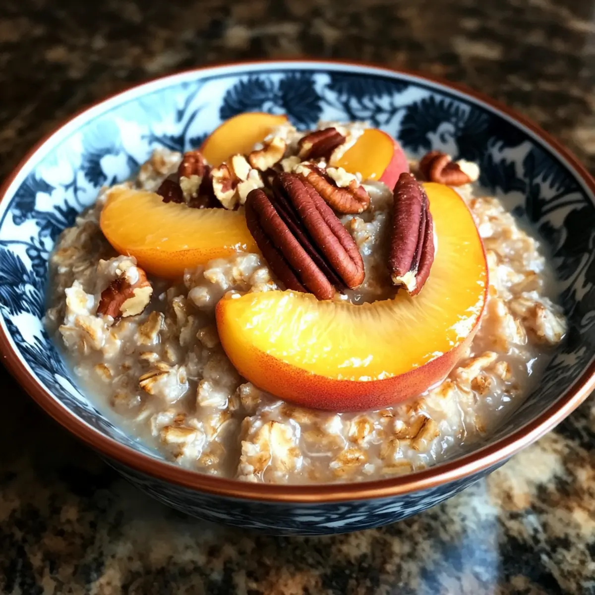 Easy Oatmeal with Pecans and Peaches recipe for Creamy Comfort