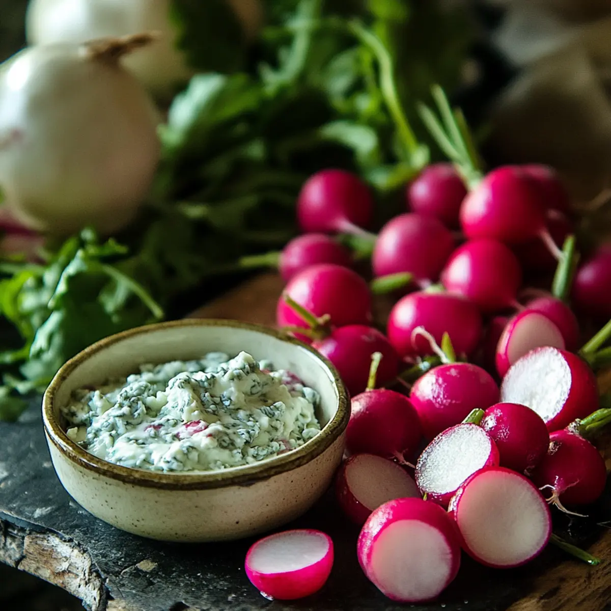 Easy Delicious Radishes with Gorgonzola Cheese Spread Recipe